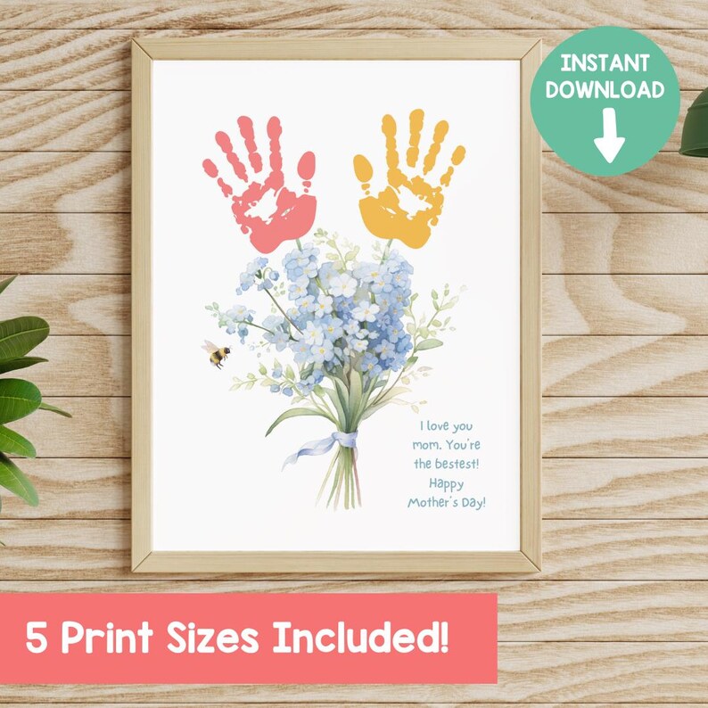 Handprint Flower Bouquet Craft Printable | DIY Keepsake Gift for Mom ...