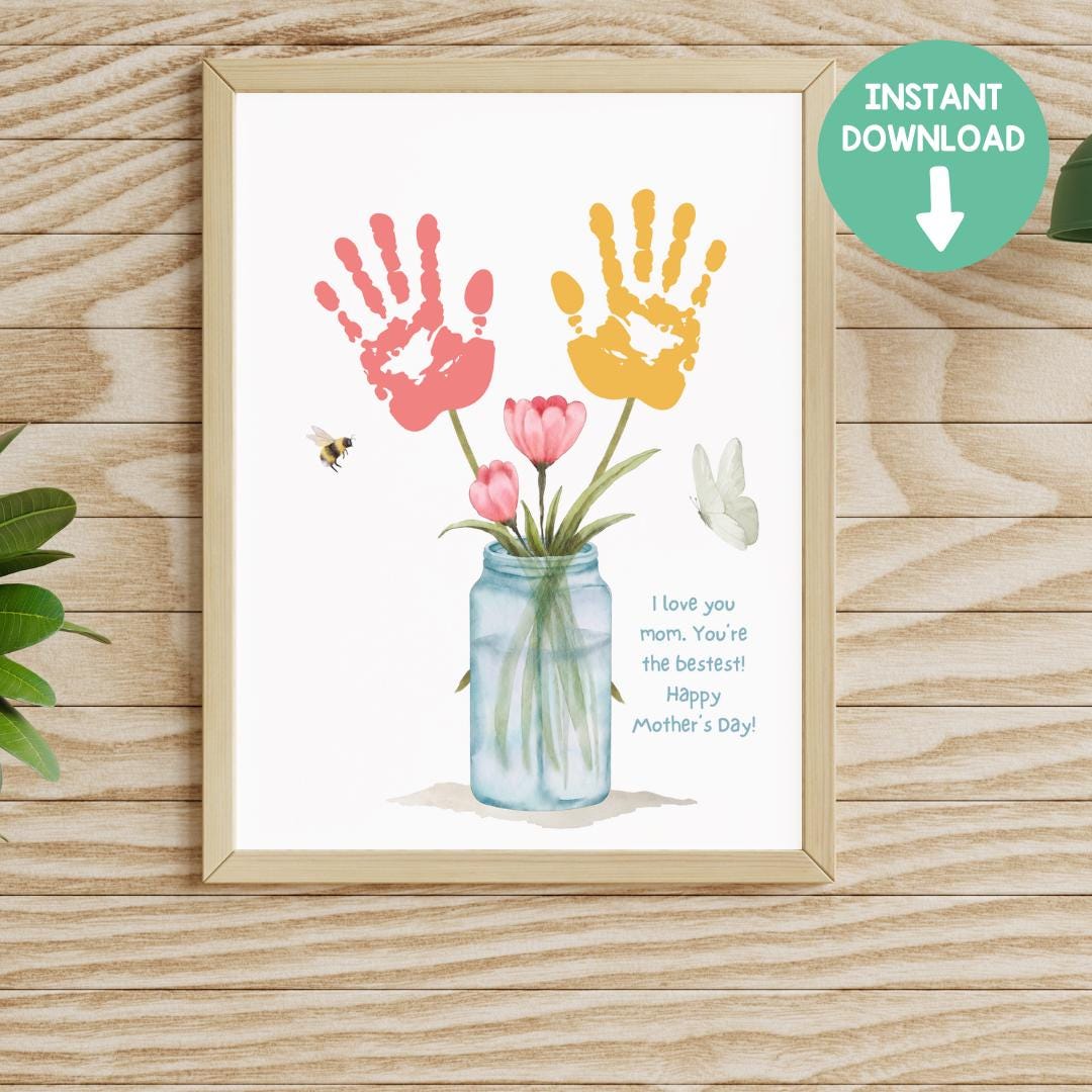 Handprint Flower Jar Craft Printable | DIY Keepsake Gift for Mom ...