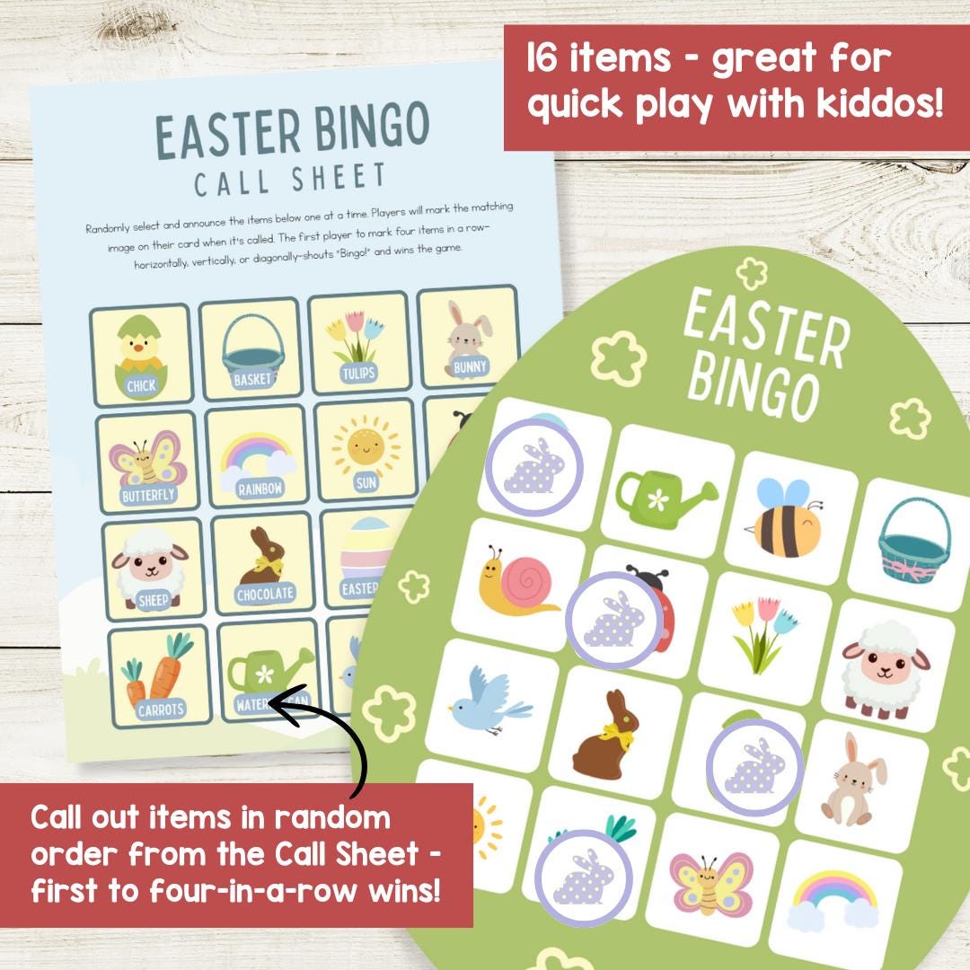 Printable Easter Bingo Game for Kids | 30 Colorful Egg-shaped Cards ...