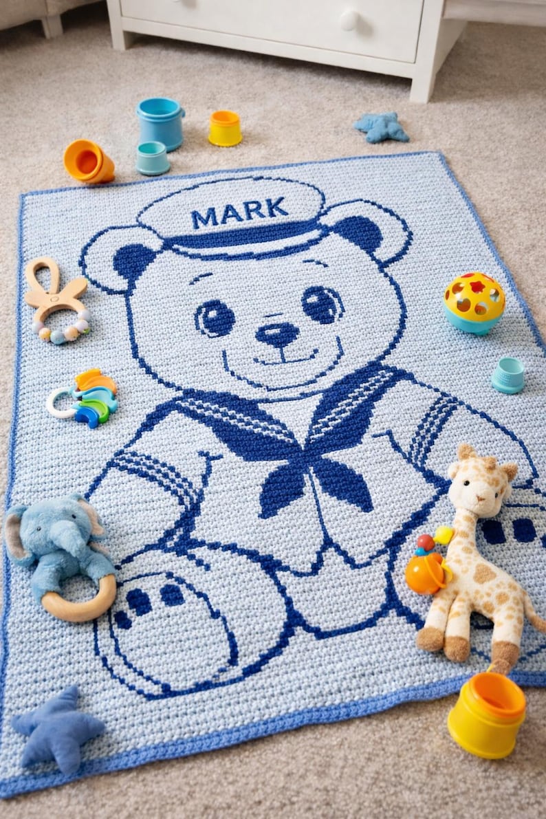 Sailor Teddy Bear Mosaic Overlay Pattern - Etsy