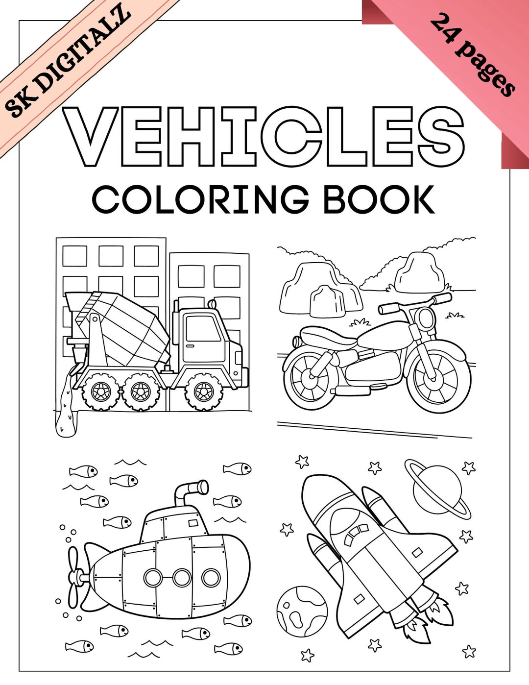 Kids Coloring Book Instant Digital Downloads Pdf Art Kindergarten Gift ...