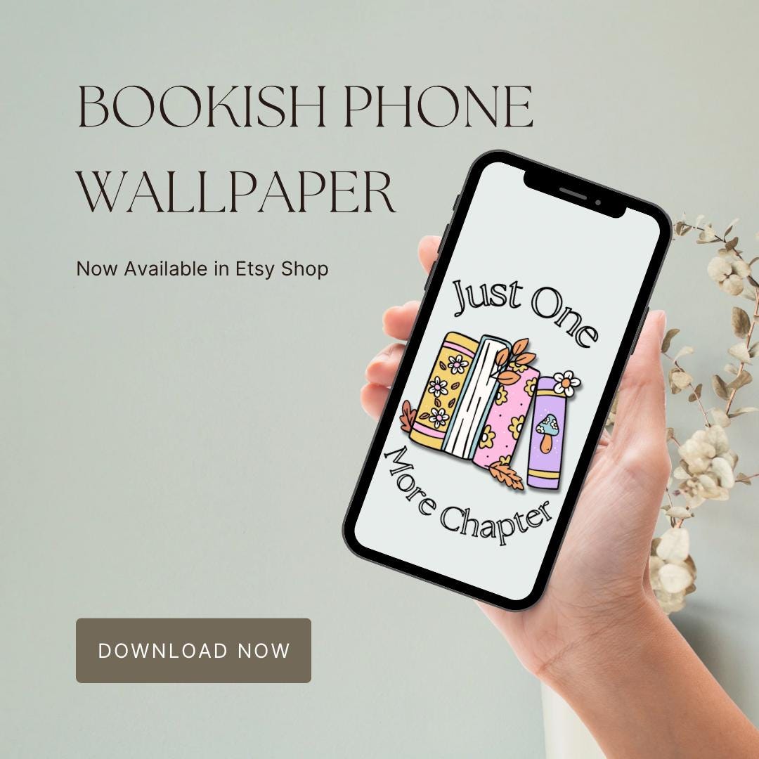 Bookish Phone Wallpaper, Digital Download, Wallpaper for Iphone, Cozy ...