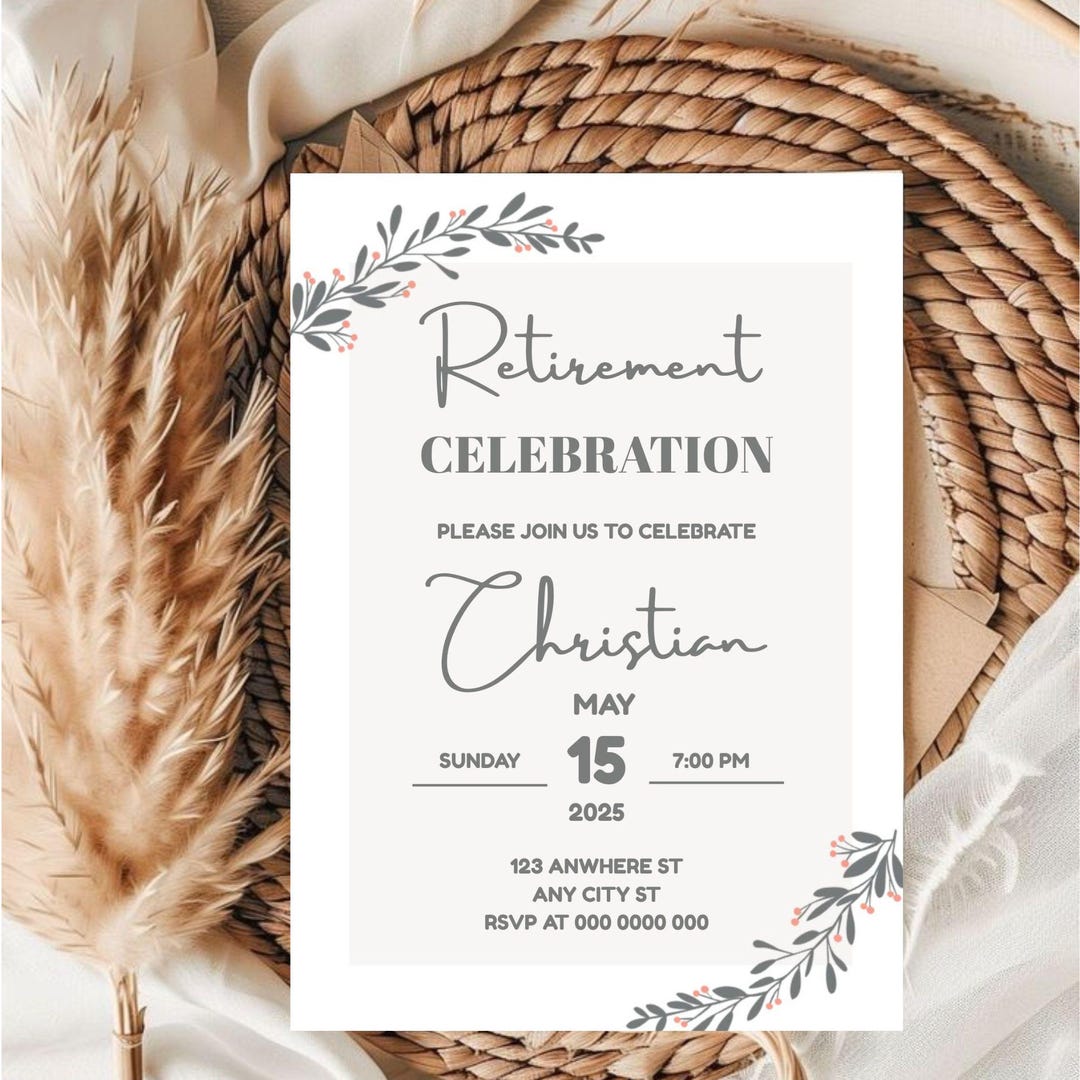 Editable Retirement Invitation Template / Retirement Party Invitation ...