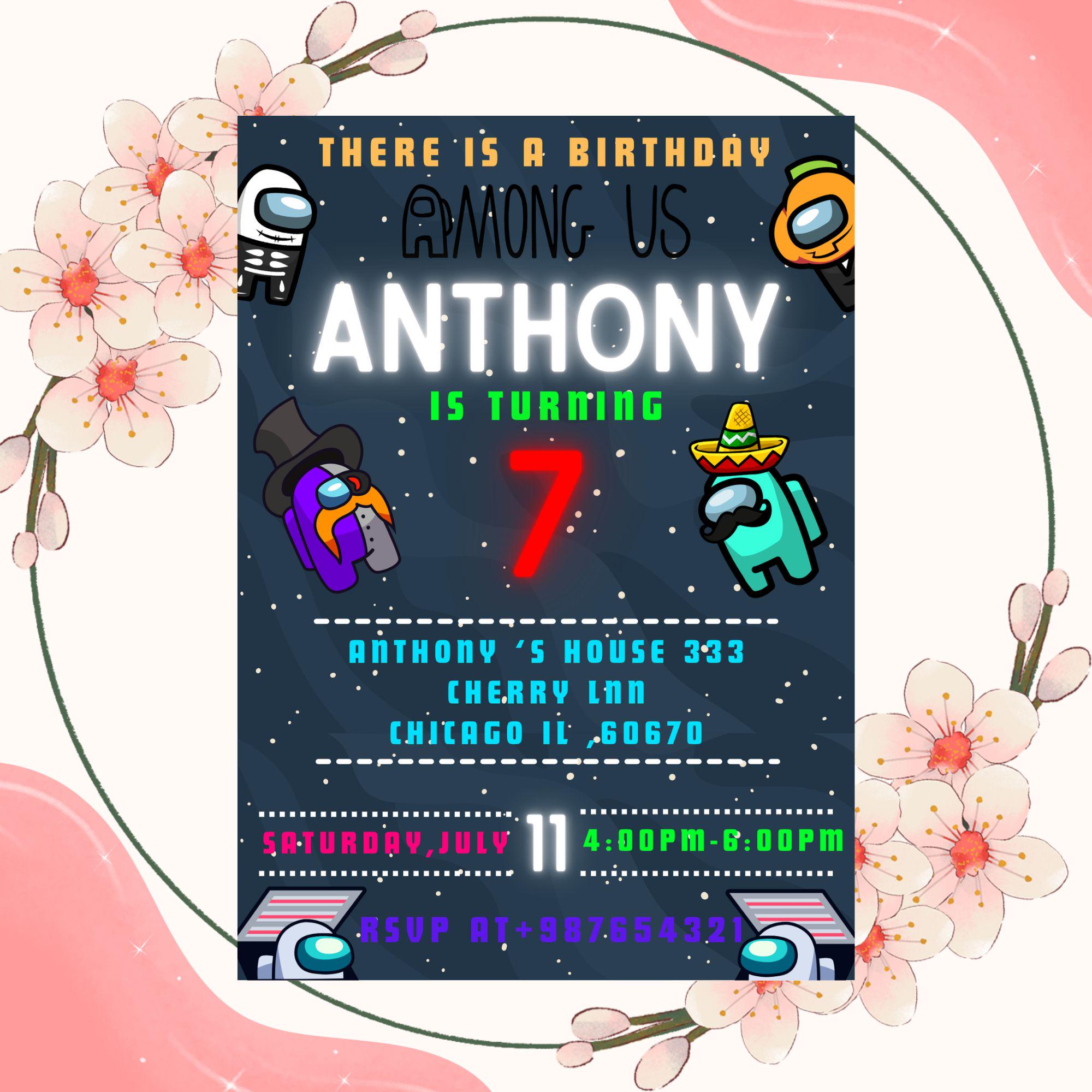 Editable Among Us Birthday Invitation Template / Editable Among Us ...