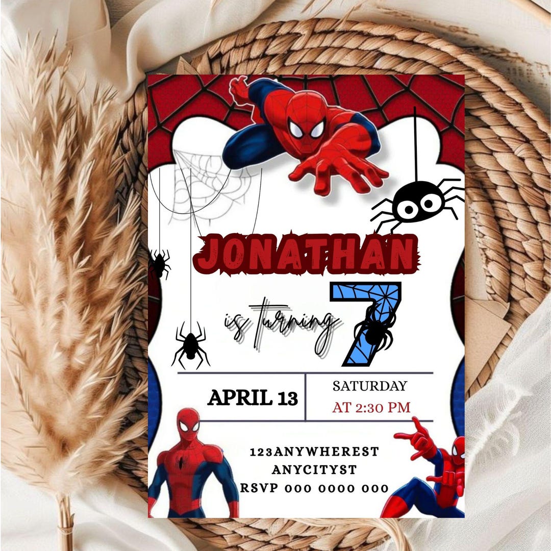 Editable Spiderman Birthday Invitation Template / Editable Kids ...