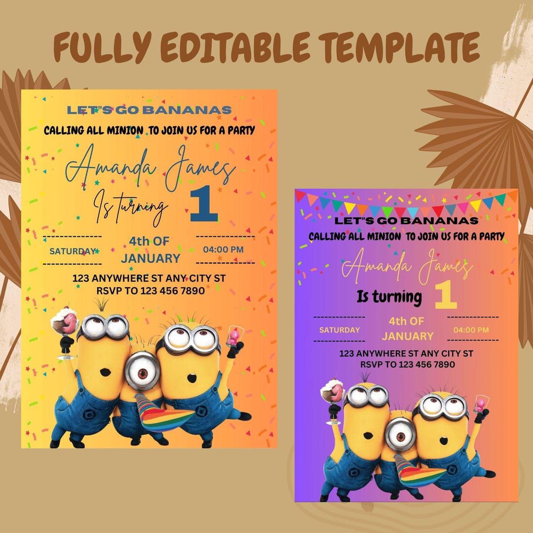 Minions Invitation Template for Kids Birthday Party / Kids Minion ...