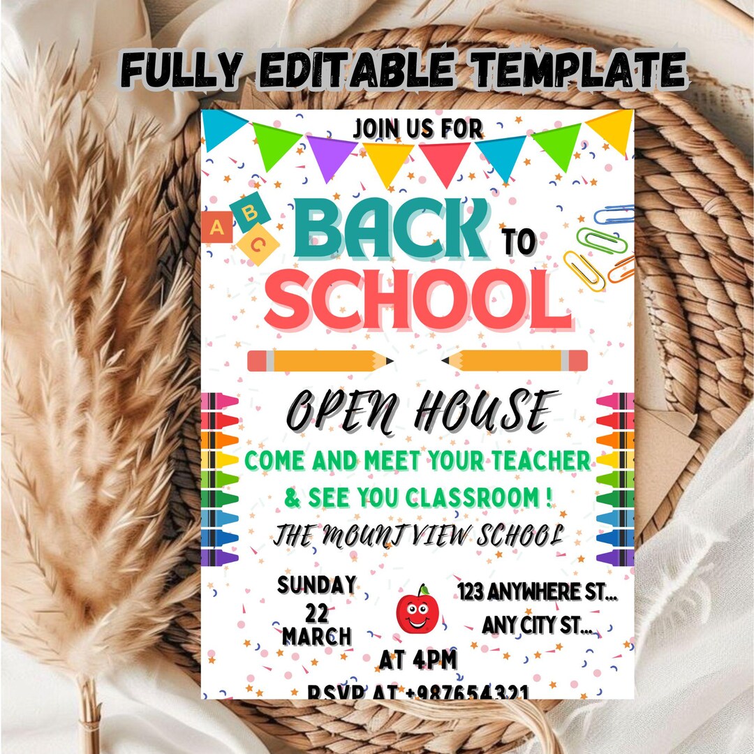 Editable Back to School Party Invitation Template / Hey Its Time to Go ...