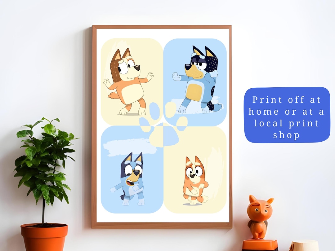 Bluey A4 A5 Poster Kids Room Decor Printable Wall Art Digital Download ...
