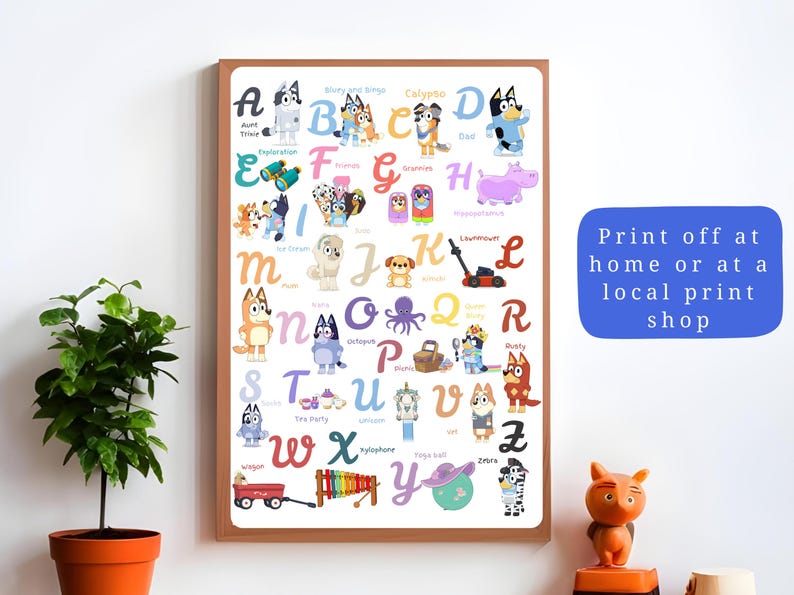 Bluey Alphabet Poster A3 and A4 - Etsy Australia