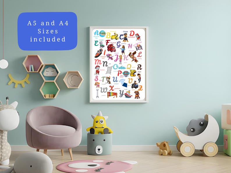 Paw Patrol Alphabet Poster A3 and A4 - Etsy