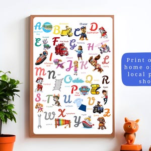 Paw Patrol Alphabet Poster A3 and A4 - Etsy