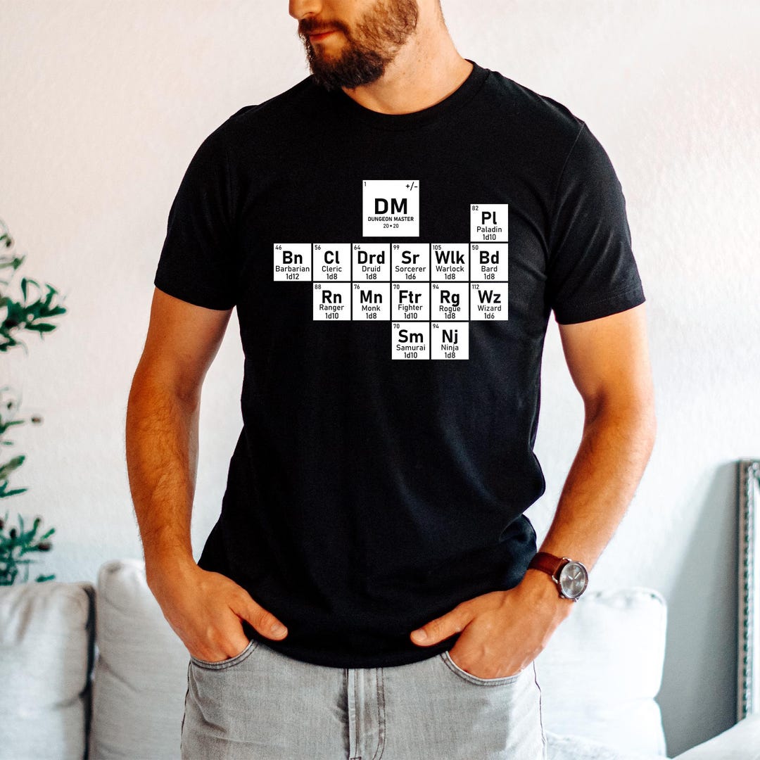 Periodic Table of Classes T-shirt, Tabletop RPG Shirt, Funny Gamer Gift ...