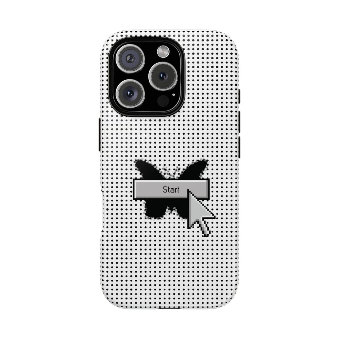 Y2K Digital Butterfly Phone Case | Retro Black and White Pixel ...