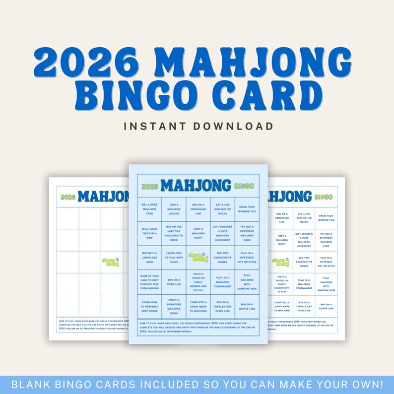 2026 Mahjong Bingo Card, 2026 Printable Mahjong Vision Board Bingo Card ...