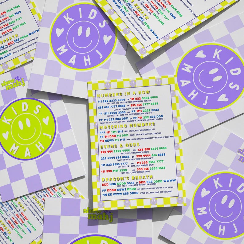 Kids Mahjong Beginner Card, Easy Lines (printable) - Etsy