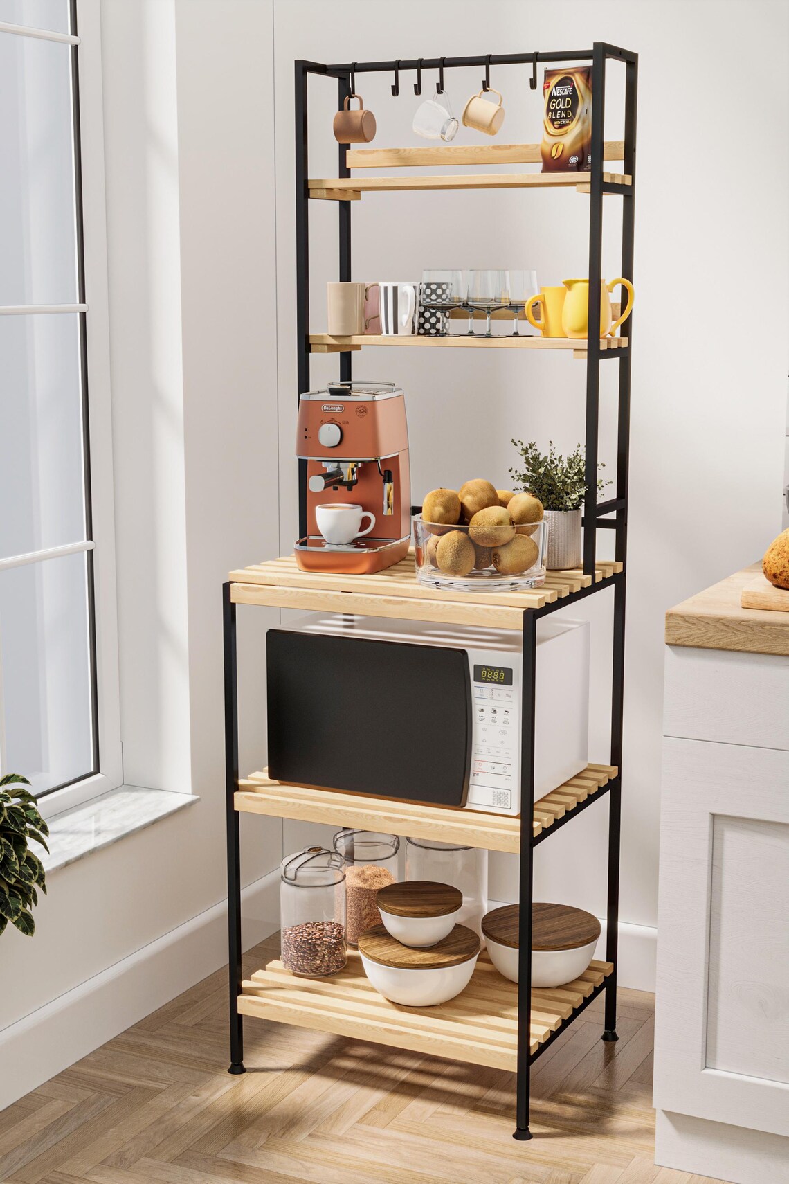 Wooden Shelf for Kitchen Counter - Wooden Kitchen Organizer Shelves ...