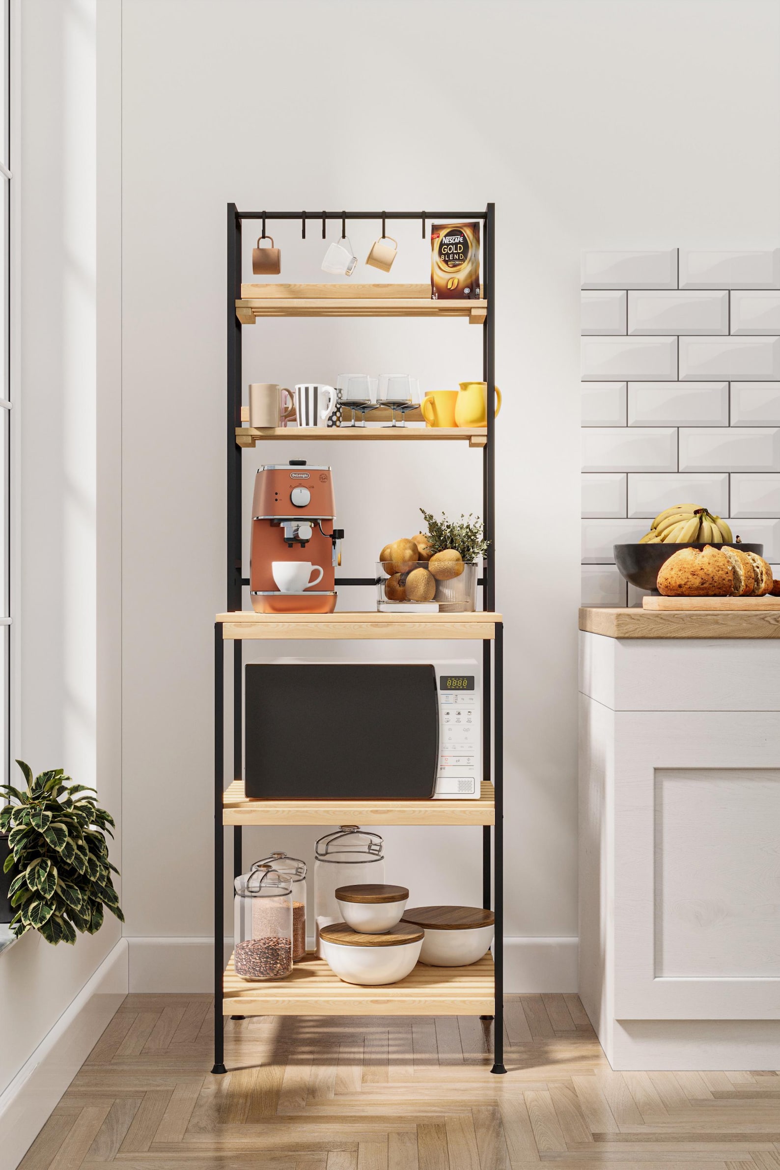 Wooden Shelf for Kitchen Counter - Wooden Kitchen Organizer Shelves ...