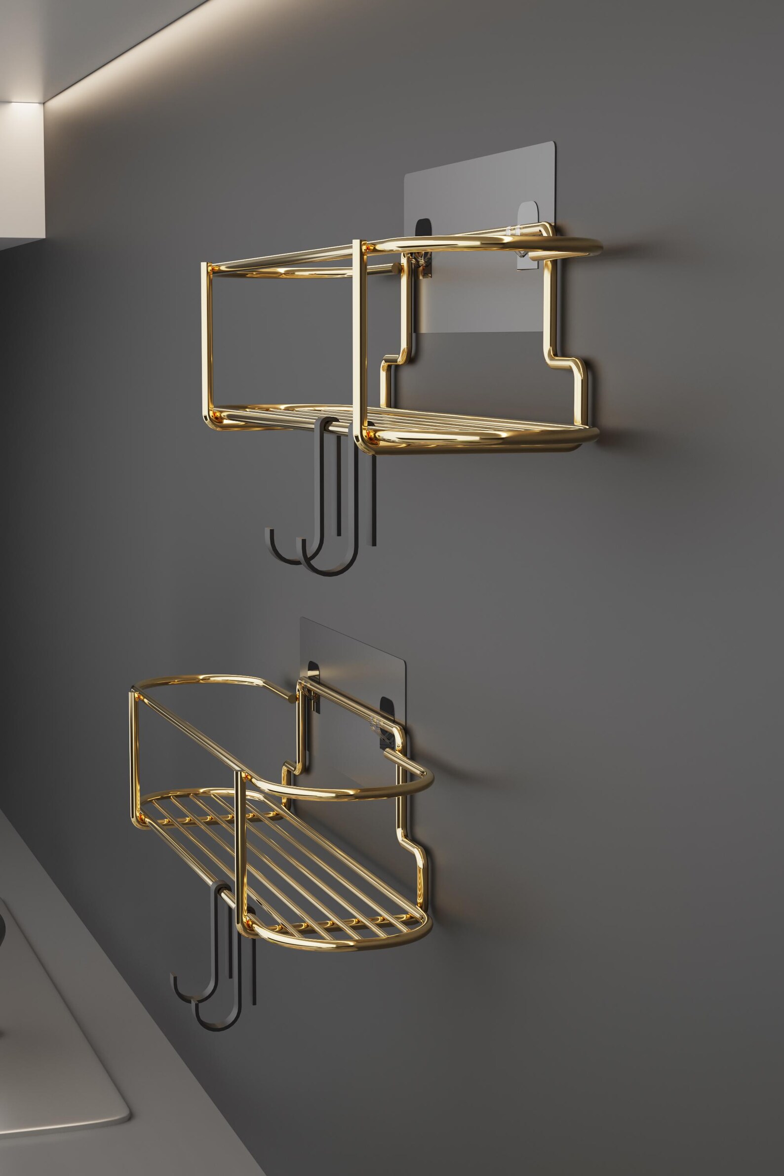 Set of 2 Gold Metal Spice Racks: Wall Mounted, No Drill - Etsy