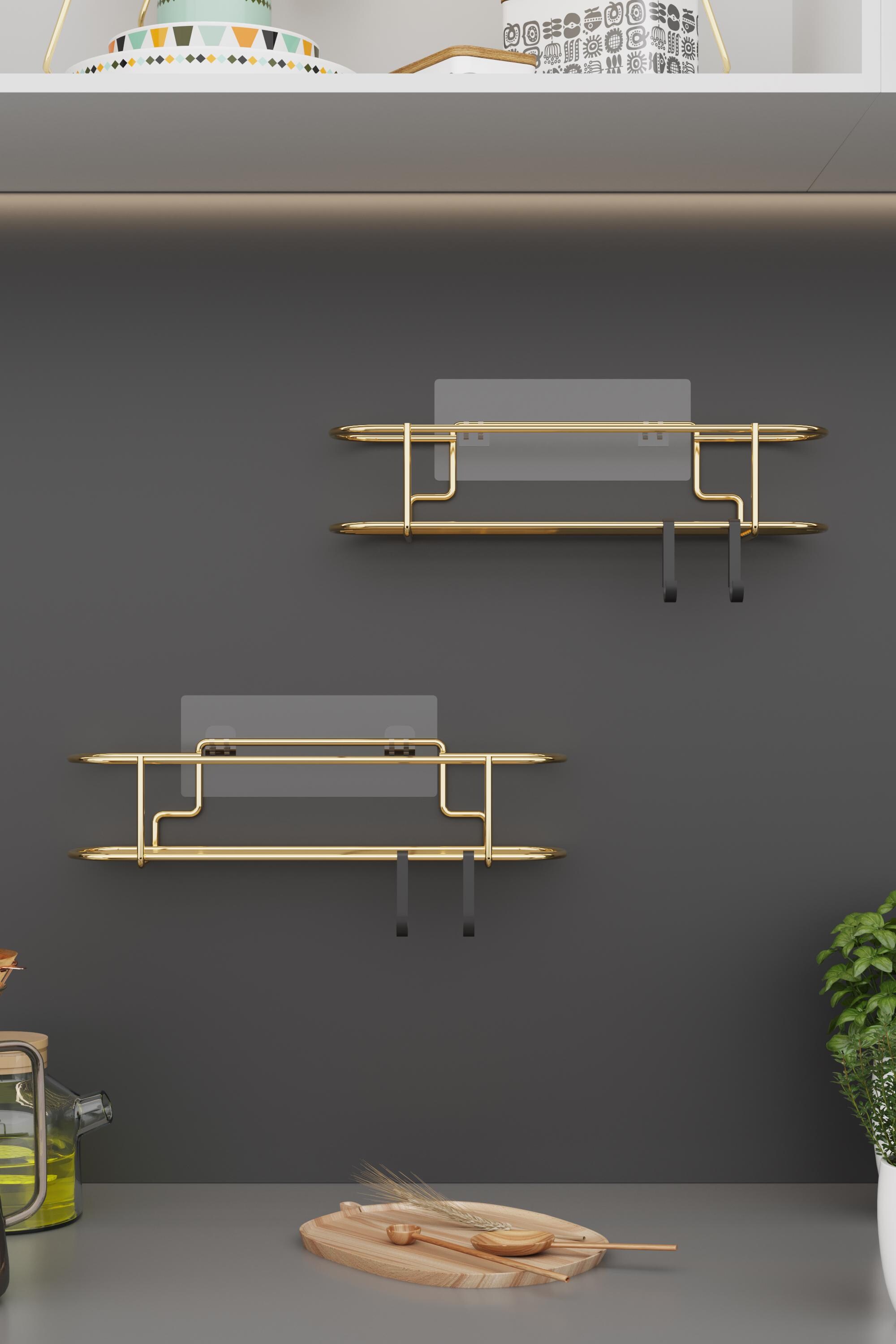 Set of 2 Gold Metal Spice Racks: Wall Mounted, No Drill - Etsy