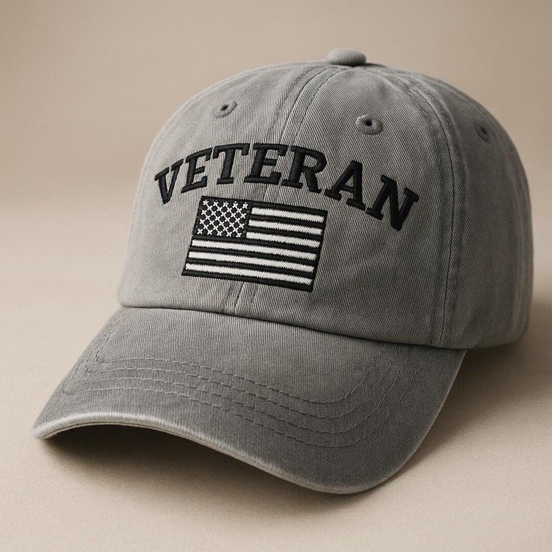 Veteran Embroidered Hat, American Flag Dad Cap, Military Gift, Washed ...