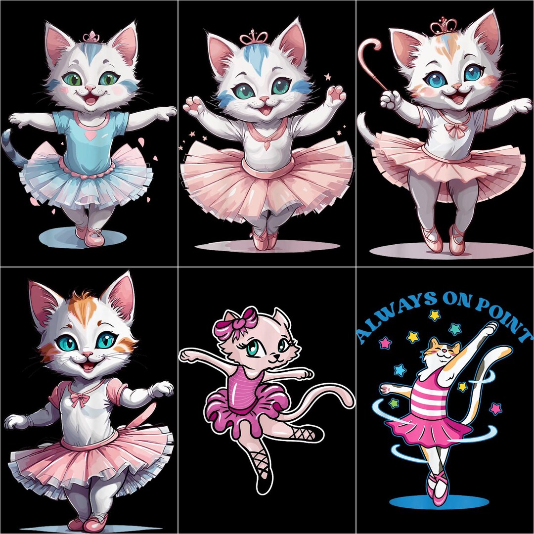 Ballet Cat Bundle - Fun PNG Designs for T-shirts, Stickers, Mugs ...