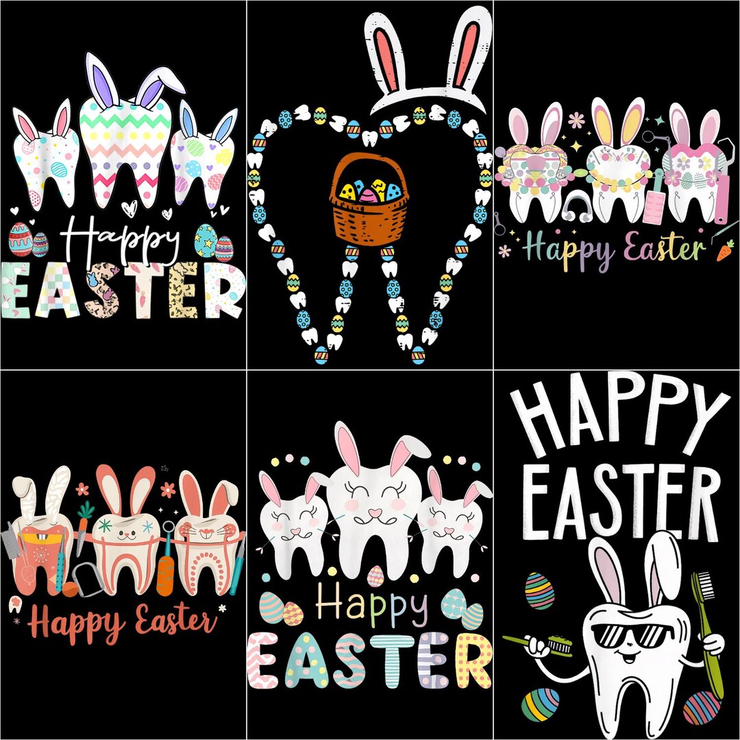 Happy Easter Teeth Tooth Rabbit Ears Dental PNG Bundle – Cute Dental ...