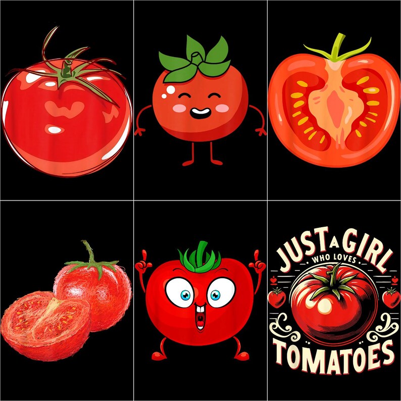 Tomato PNG Bundle, Cute & Artistic Tomato Illustrations, Vibrant Red ...