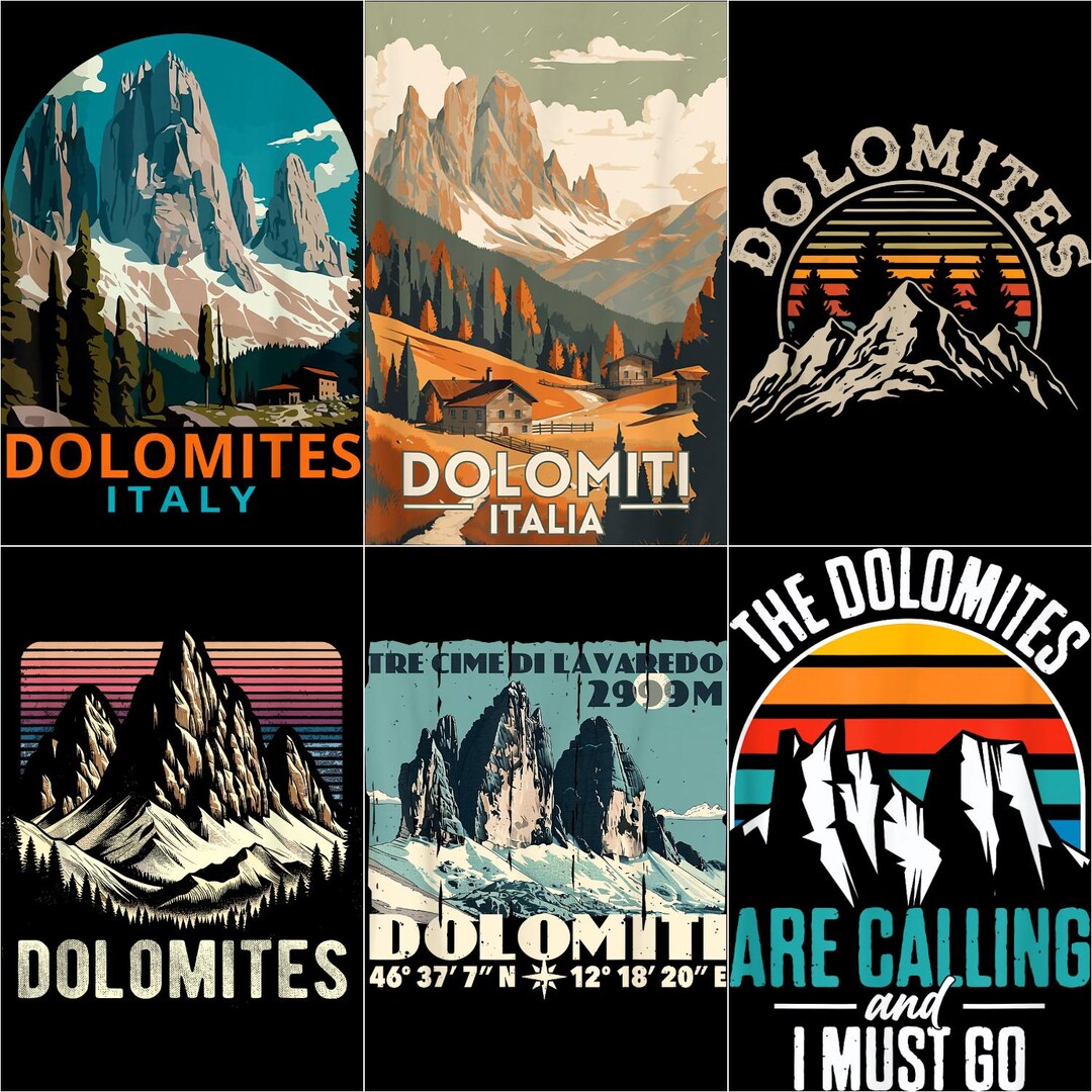 Dolomites PNG Bundle, Vintage Mountain Clipart Png, Italy Travel ...