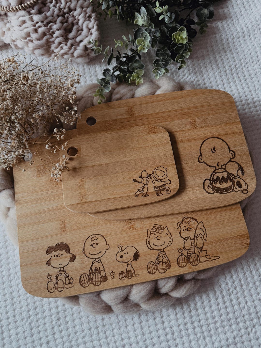 Bamboo Cutting Board Set Snoopy - Etsy