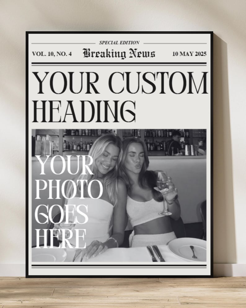 Custom Newspaper Digital Print - Etsy