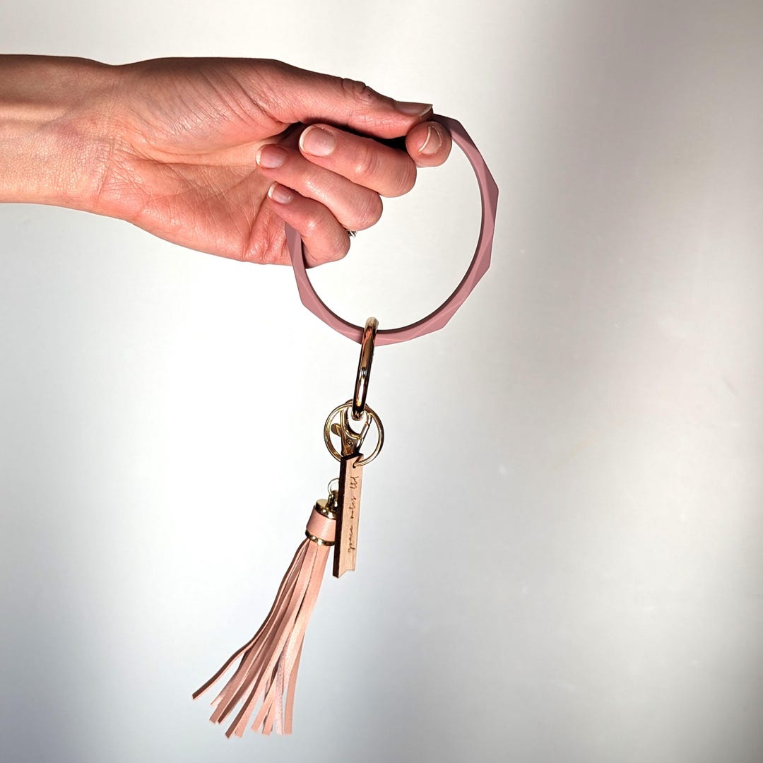 Silicone Bracelet Key Ring | Matthew 28:20 Scripture Wood Charm and ...