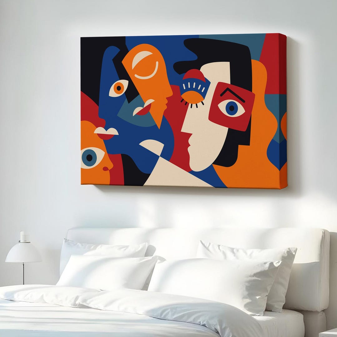 Picasso Style Abstract Human Faces Canvas Wall Art, Surreal Canvas ...