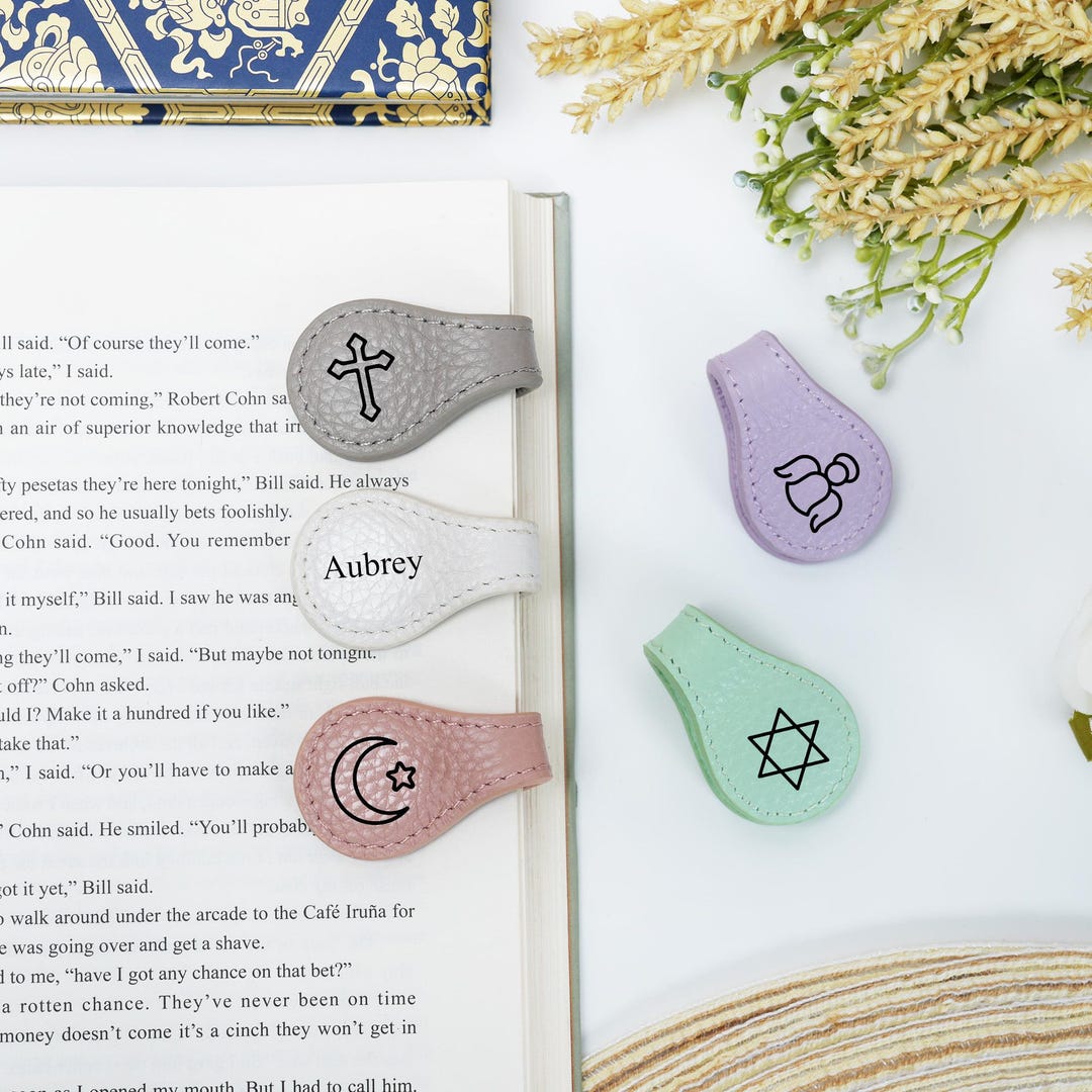 Personalized Leather Magnet Bookmarks, Custom Leather Bookmark, Reading ...