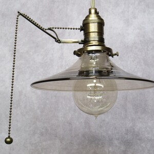 Early Electric Style Pendant Light With Pull Chain Socket Antique Gold ...