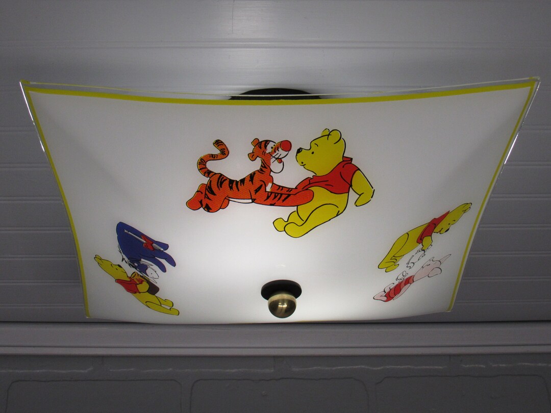 Vintage Retro Semi Flush Mount Winnie the Pooh Ceiling Light, Glass ...