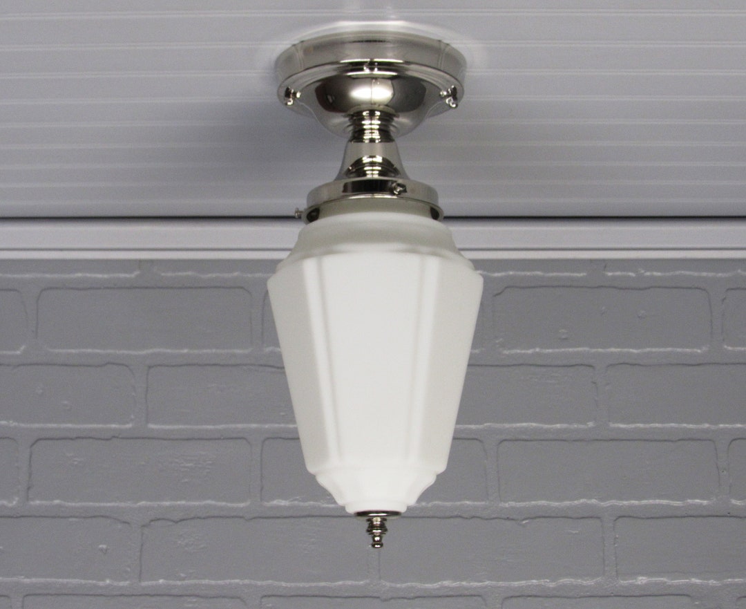 Vintage Antique Art Deco Retro Semi Flush Mount Ceiling Light Fixture ...