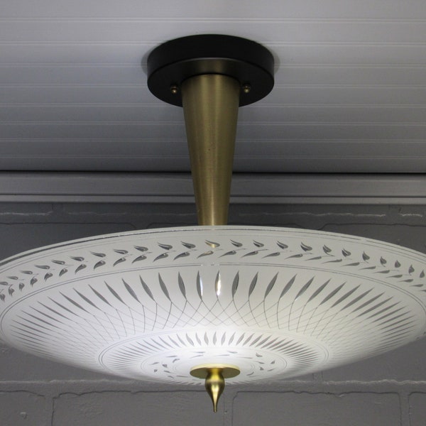 Mcm Glass Pendant Light Vintage - Etsy