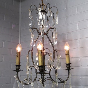 Exquisite 1920's Vintage Antique French Bronze Chandelier With Crystal ...