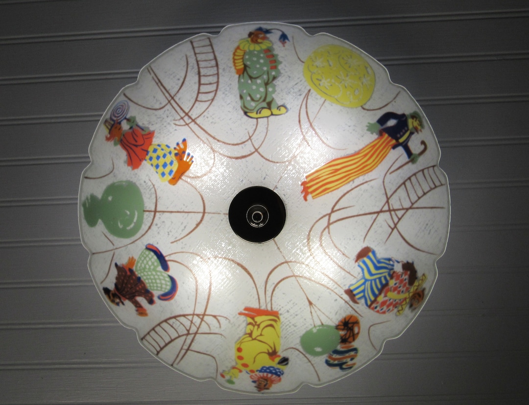 Vintage 1940's Art Deco Retro Clown Light Semi Flush Mount Ceiling ...