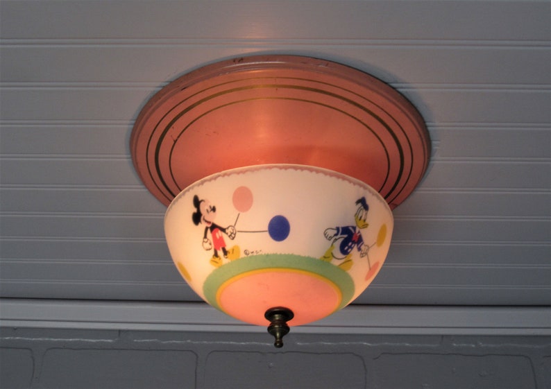Vintage Mickey Mouse Art Deco Flush Mount Ceiling Light | Etsy