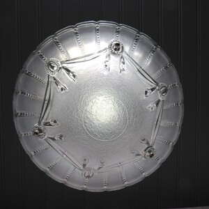 1930's Art Deco Semi Flush Mount Ceiling Light Three Chain Light Glass ...