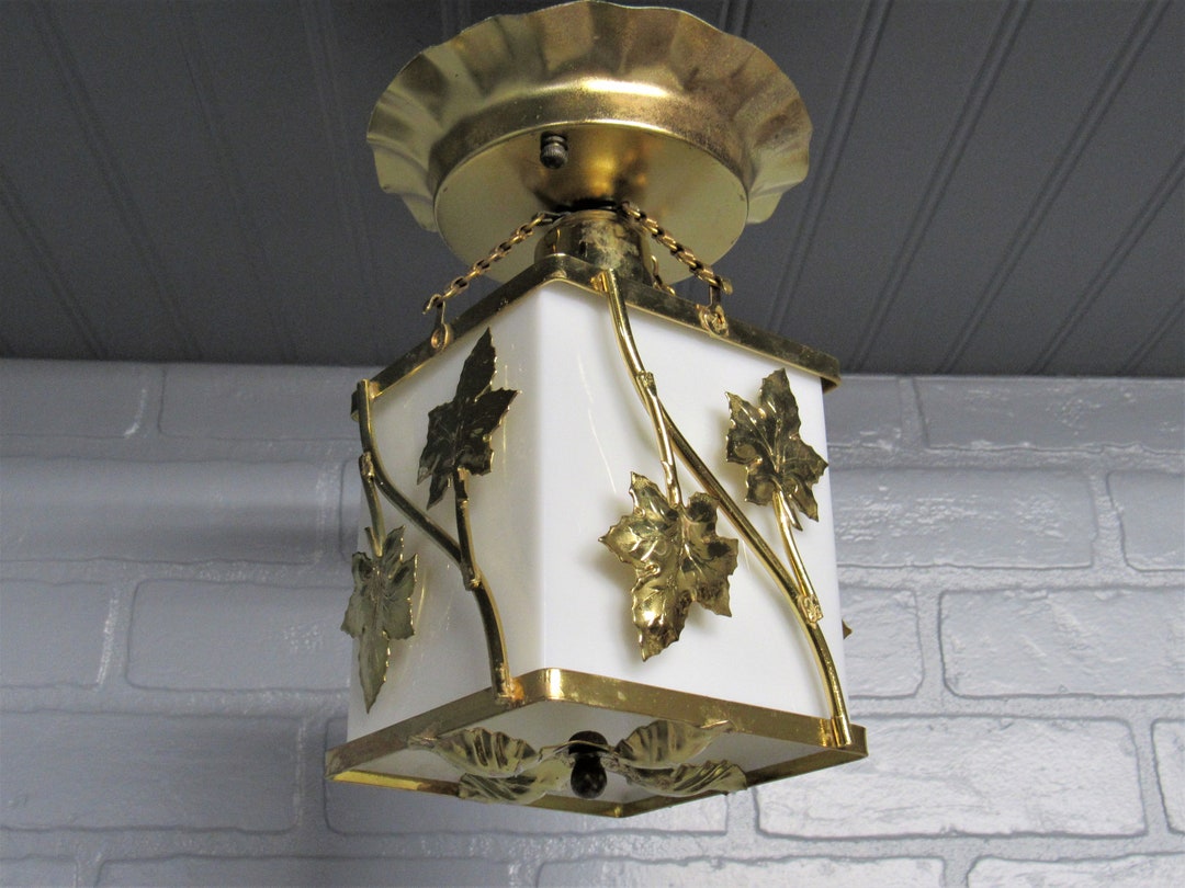 Vintage 1960's Mid Century Retro Semi Flush Mount Ceiling Light Fixture ...