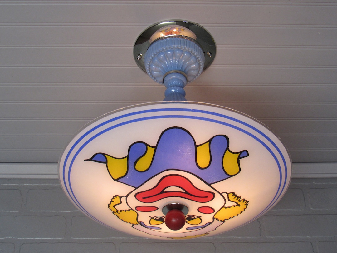 Antique Art Deco Retro Clown Semi Flush Mount Ceiling Light Fixture 15 ...