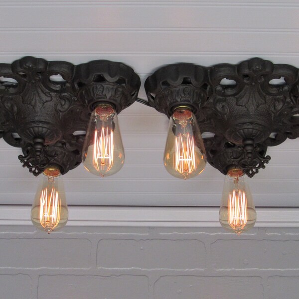 Vintage Cast Iron Art Deco Ceiling Fixture - Etsy