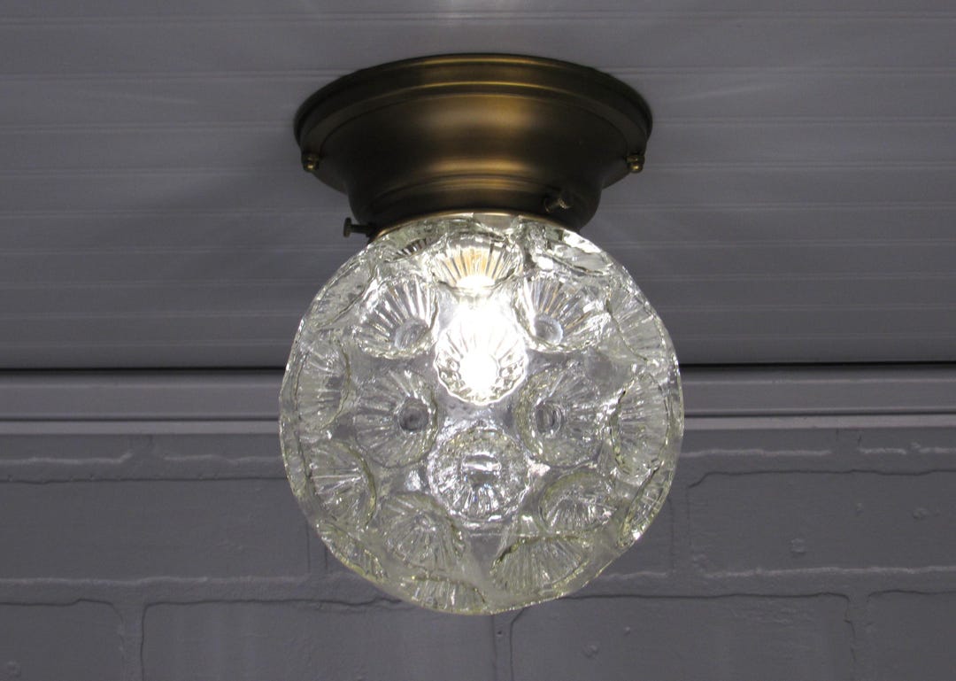 Vintage Retro Semi Flush Mount Ceiling Light Antique Brass or Satin ...