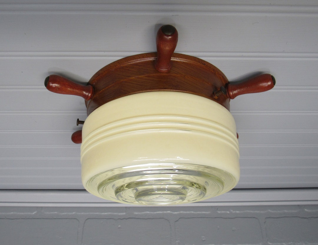 1940's Retro Nautical Flush Mount Ceiling Light Nautical Ship's Wheel ...