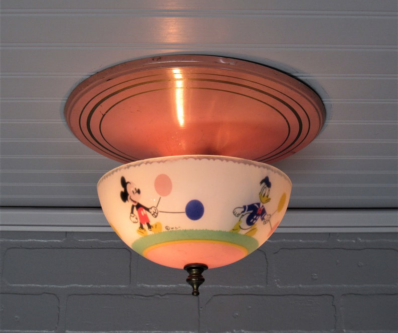 Vintage Mickey Mouse Art Deco Flush Mount Ceiling Light - Etsy