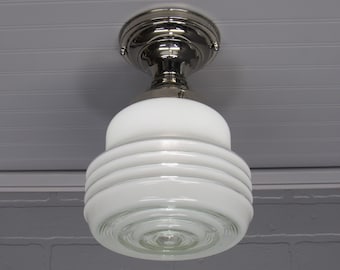 Vintage Antique Art Deco Retro Semi Flush Mount Ceiling Light Fixture ...