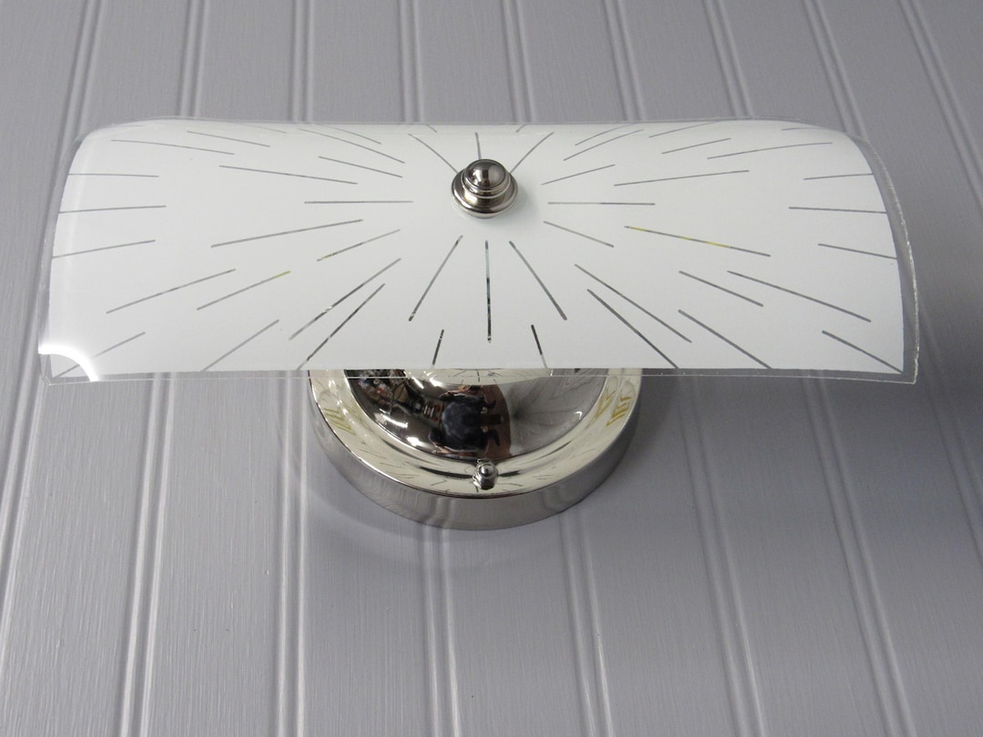 Vintage 1950s Retro Bathroom Vanity Light Mid Century Modern Chrome ...