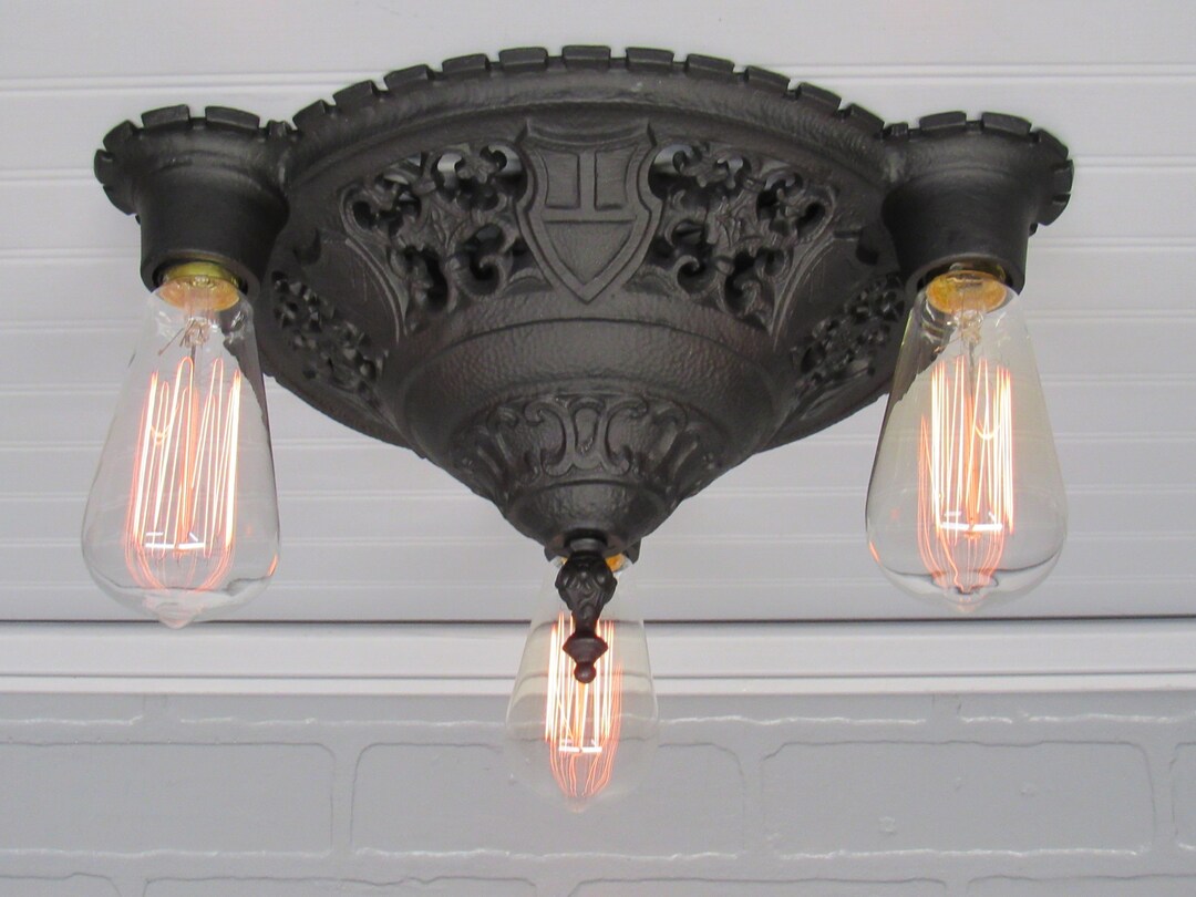 Vintage Flush Mount Ceiling Light 1920's Art Deco Gothic Ceiling Light ...